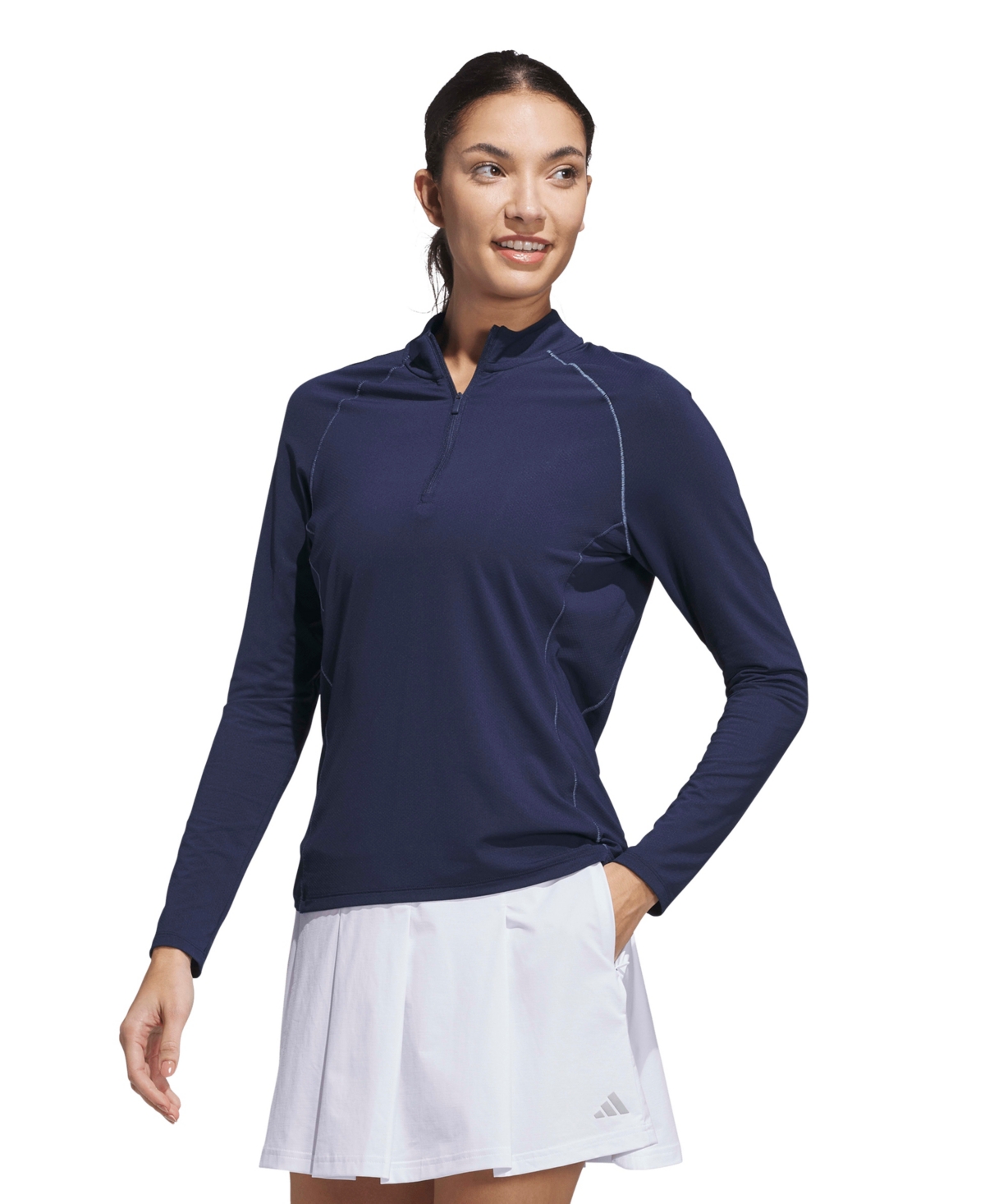 Click here for adidas Womens Quarter-Zip Mock Polo Shirt - Colleg... prices