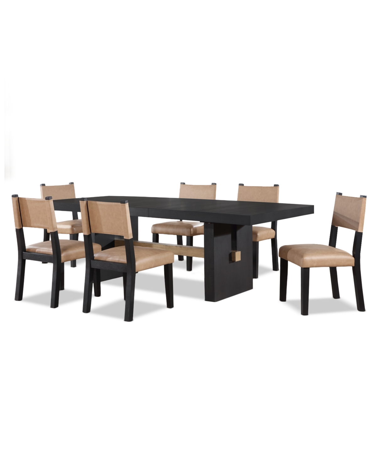 Click here for Macai 7-Pc. Wood Dining Set - Black  Beige prices