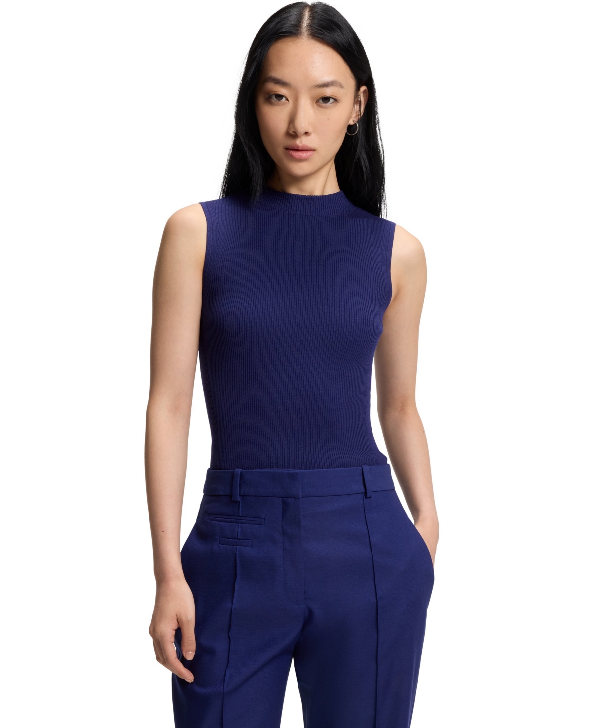 Click here for Boss by Hugo Boss Womens Sleeveless Mock-Neck Top... prices