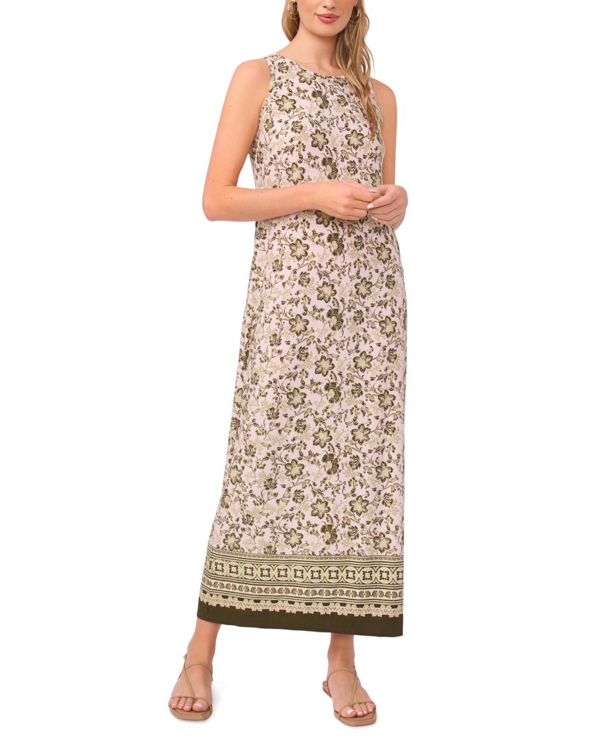 Click here for Vince Camuto Womens Printed Crew Neck Maxi Dress -... prices