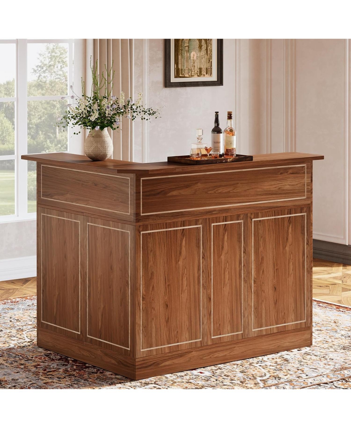 Click here for Tribesigns Bar Cabinet  L-Shaped Home Bar Table wi... prices