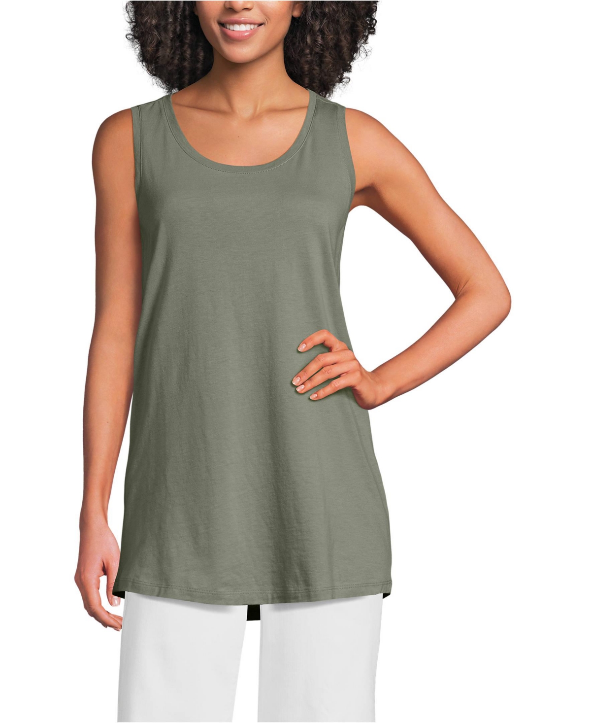 Click here for Lands End Womens Supima Cotton Tunic Tank Top - Sa... prices