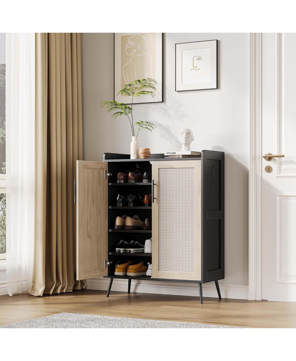 Click here for Shoe Cabinet with Doors 5 Tier Rattan Shoe Storage... prices