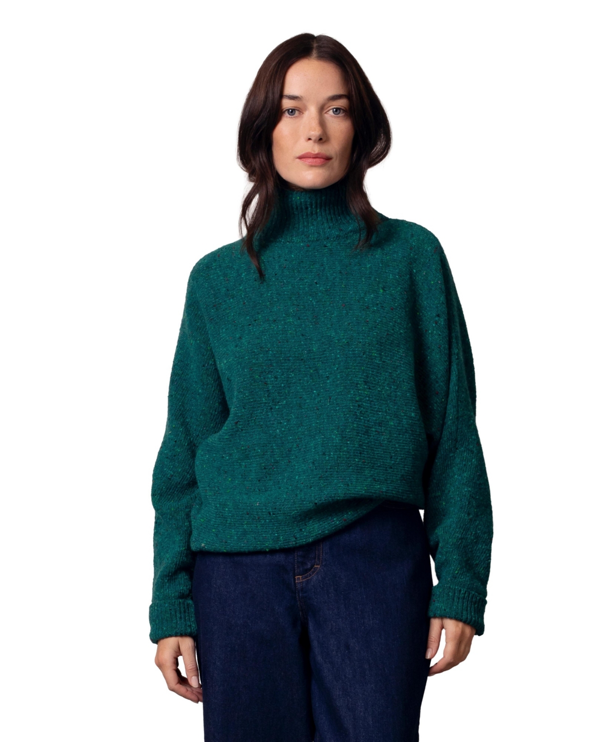 Click here for Celtic & Co. Womens Donegal Dolman Sweater - Emera... prices