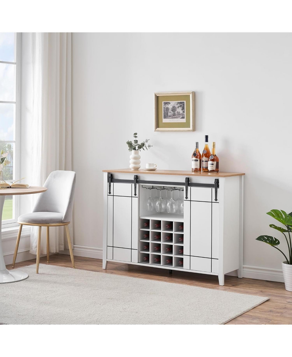 Click here for gaomon Coffee Bar Cabinet Wine Glass Rack - White prices