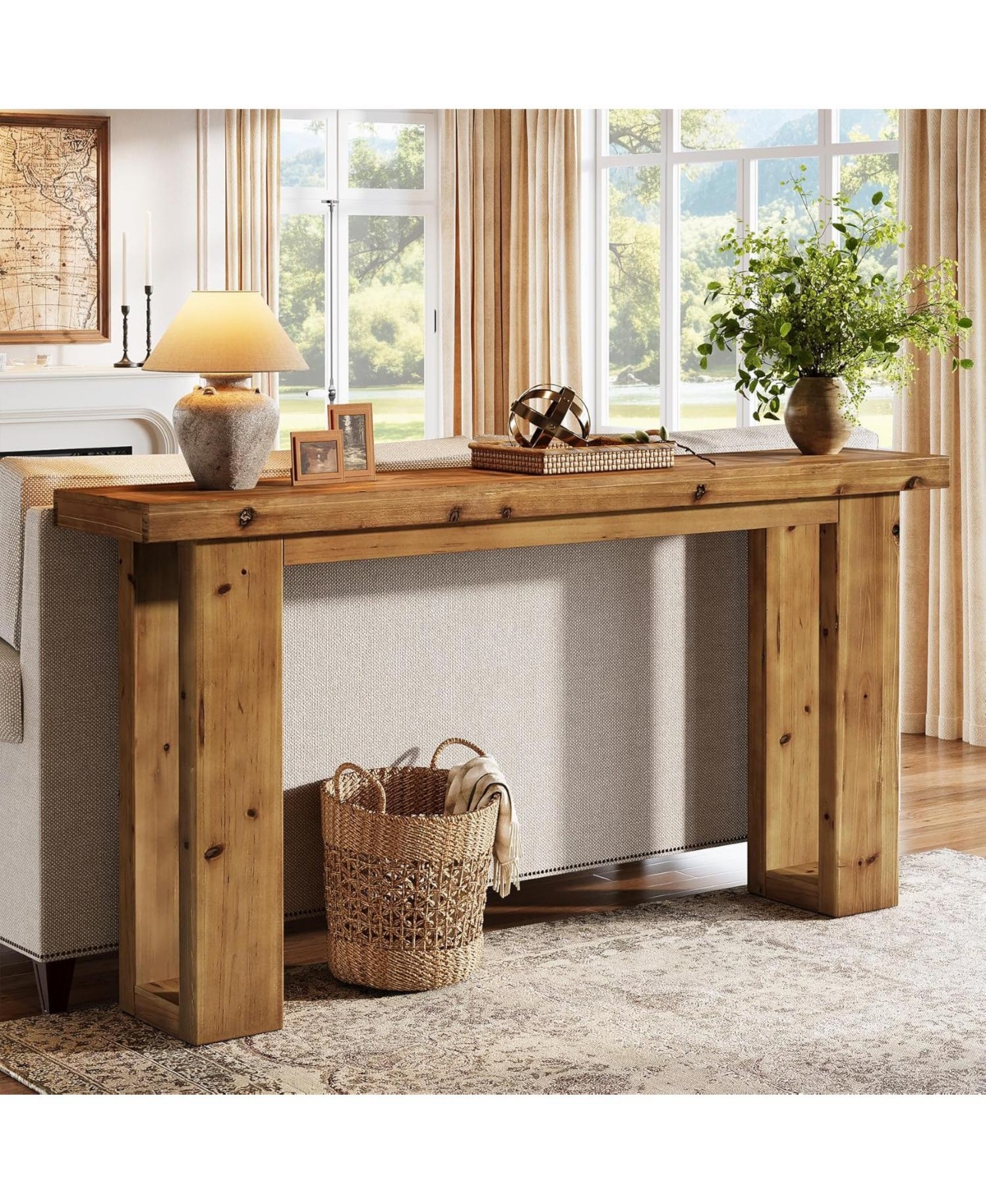 Click here for Tribesigns Solid Wood Sofa Table Behind The Couch... prices