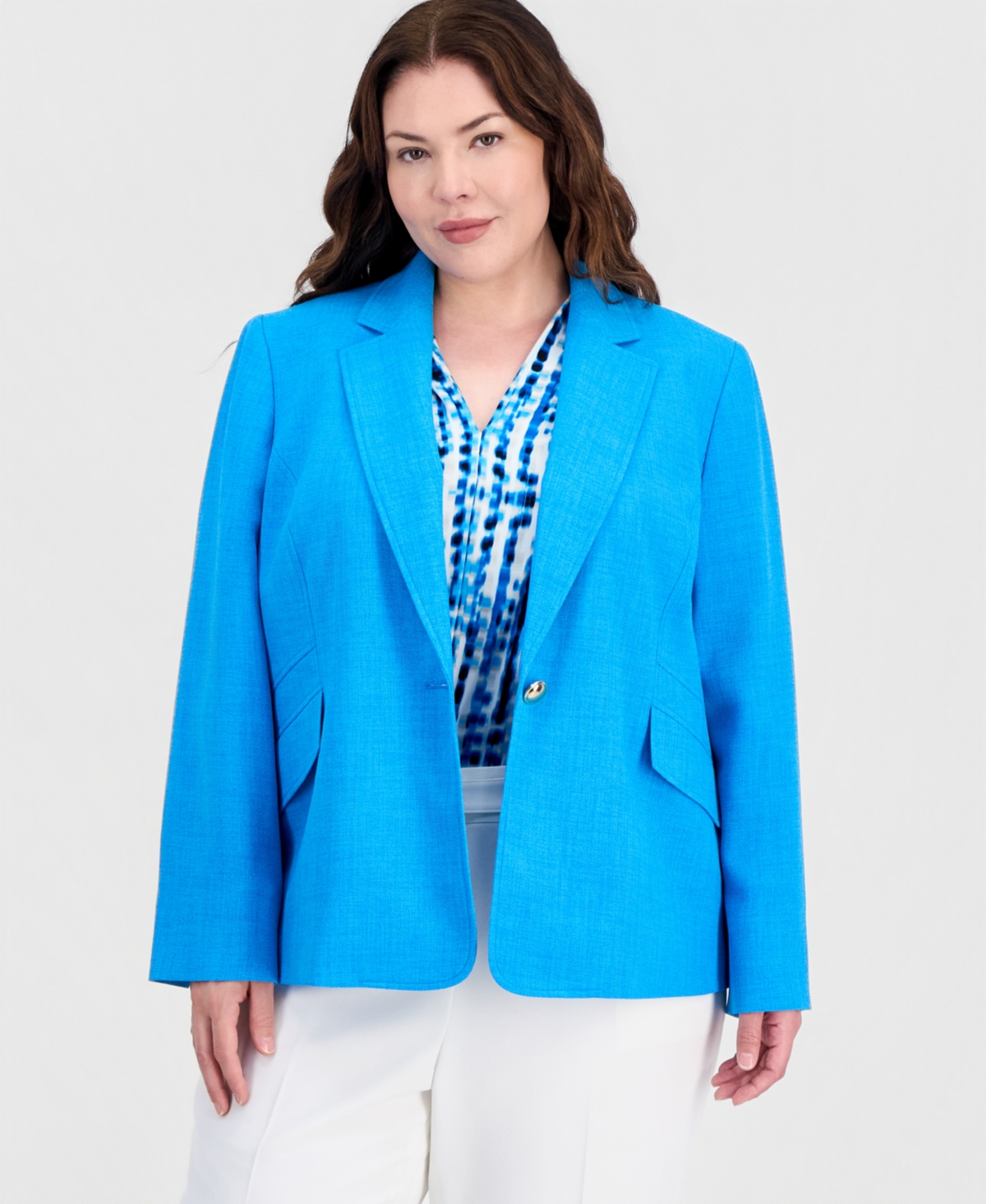 Click here for Kasper Plus Size Notched-Lapel Single-Button Blaze... prices