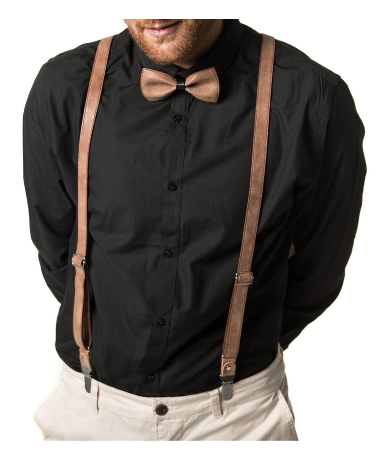 Click here for Mio Marino Mens Suede Y-Back Suspenders Bow Tie Se... prices