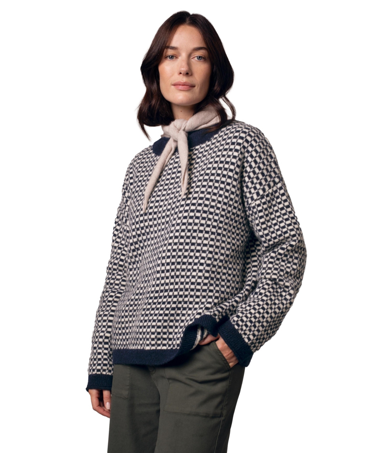 Click here for Celtic & Co. Womens Micro Check Funnel Neck Sweate... prices