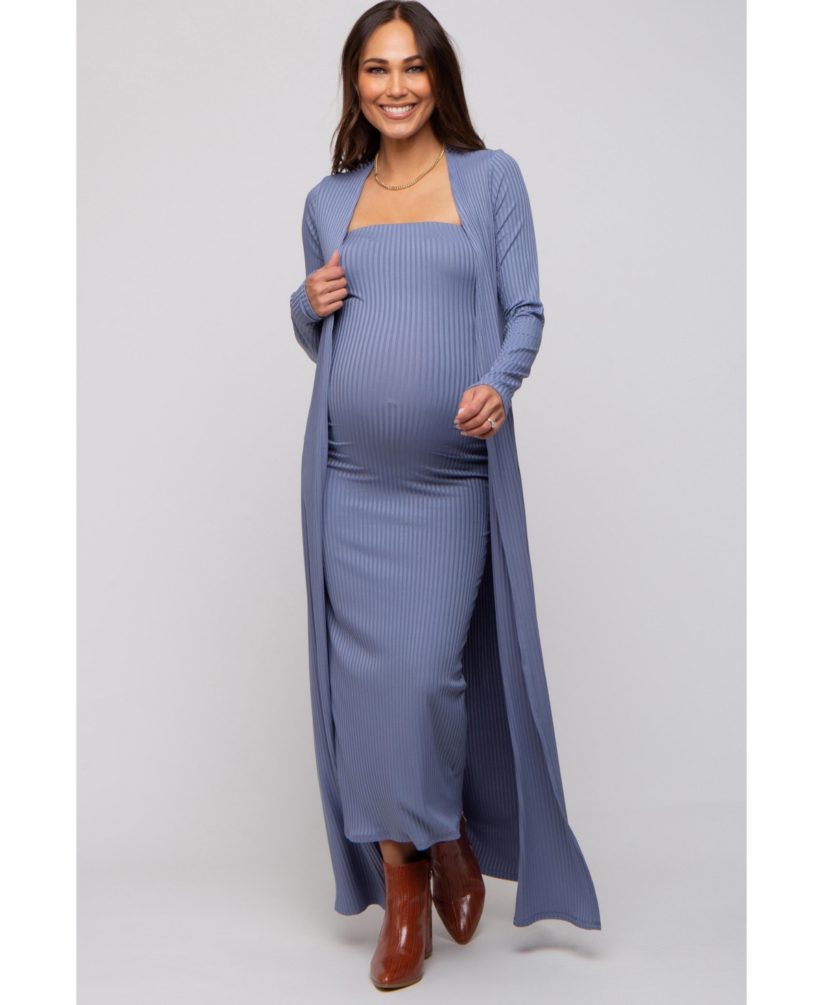 Click here for Pinkblush Maternity Ribbed Sleeveless Dress Cardig... prices