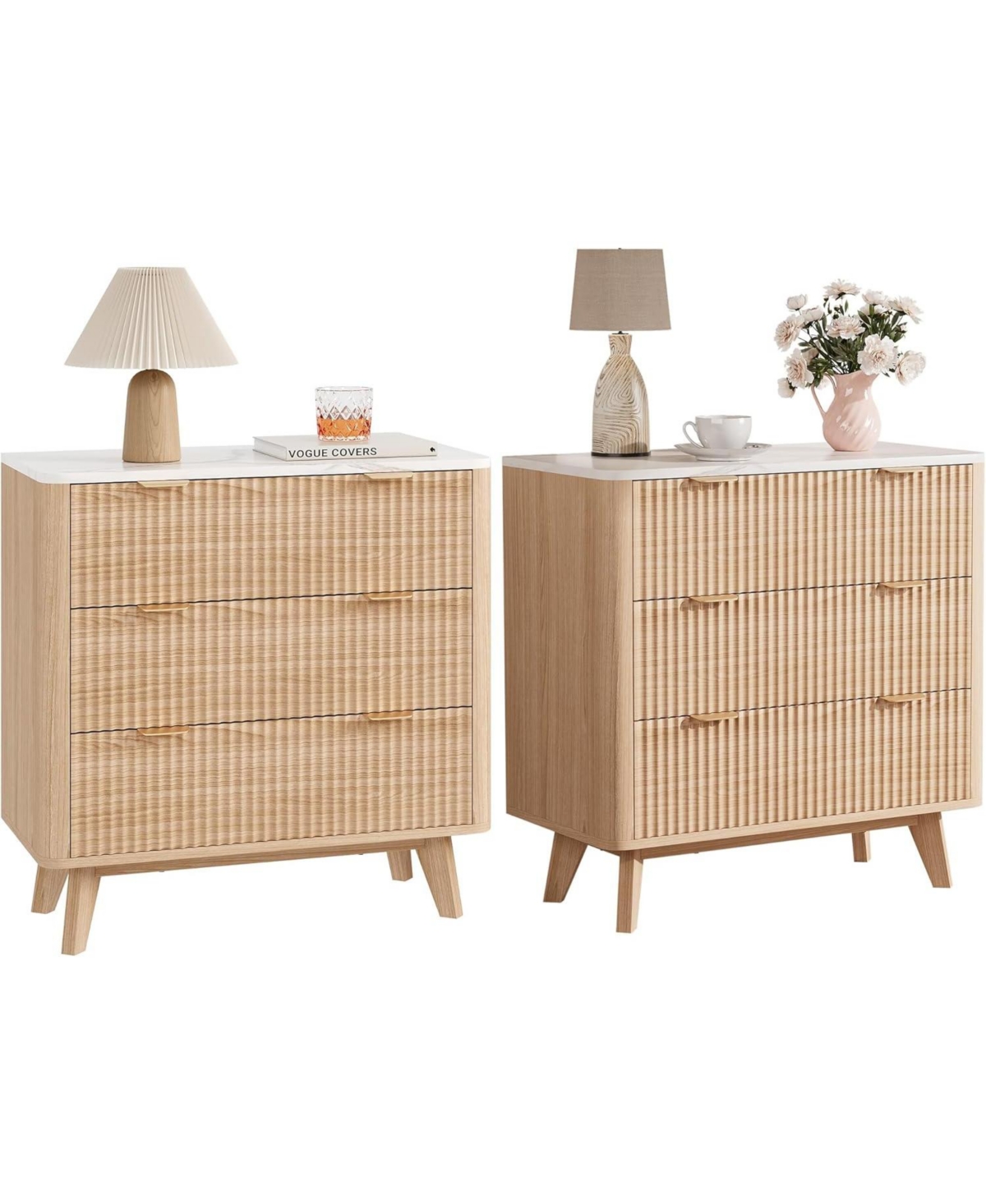 Click here for gaomon 32" Width Fluted Nightstand Set of 2... prices