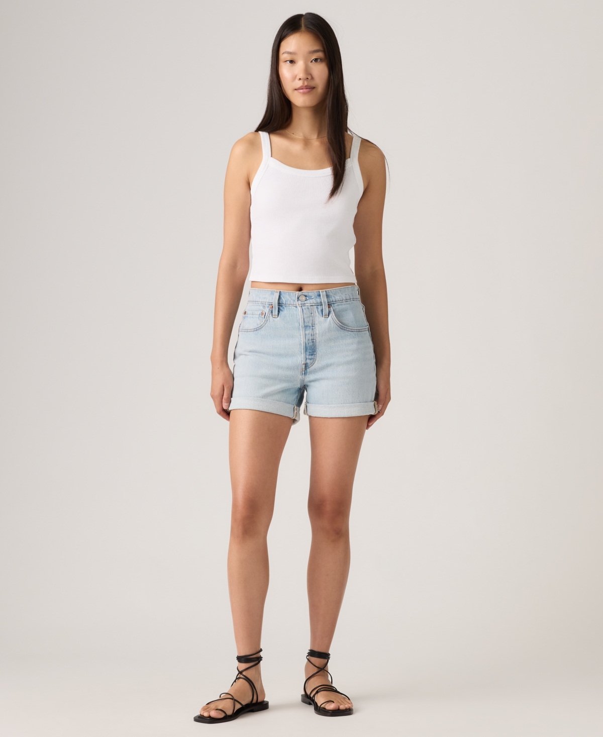 Click here for Levis 501 Mid-Thigh High Rise Straight Fit Denim S... prices