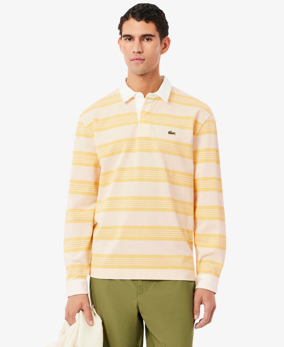 Click here for Lacoste Mens Relaxed-Fit Striped Piqu Rugby Polo S... prices