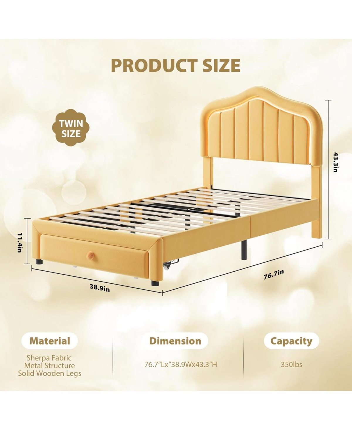 Click here for gaomon Twin Upholstered Led Bed Frame with Storage... prices