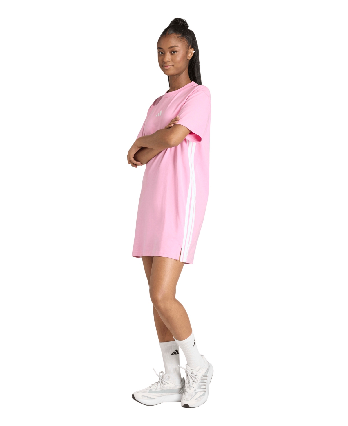 Click here for adidas Womens 3-Stripes Crewneck T-Shirt Dress - S... prices