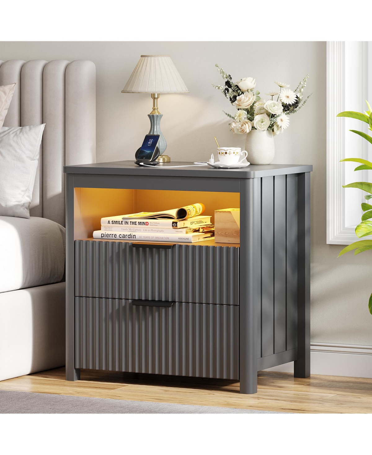 Click here for Vlsrka 24 Modern Led Nightstand with 3 Drawers and... prices
