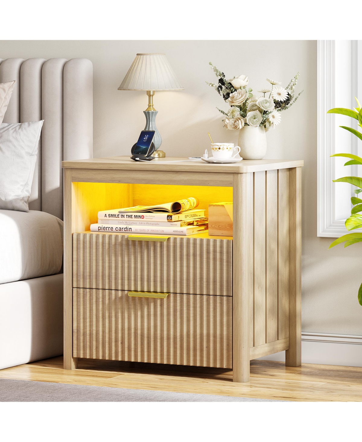 Click here for Vlsrka 24 Modern Led Nightstand with 3 Drawers and... prices