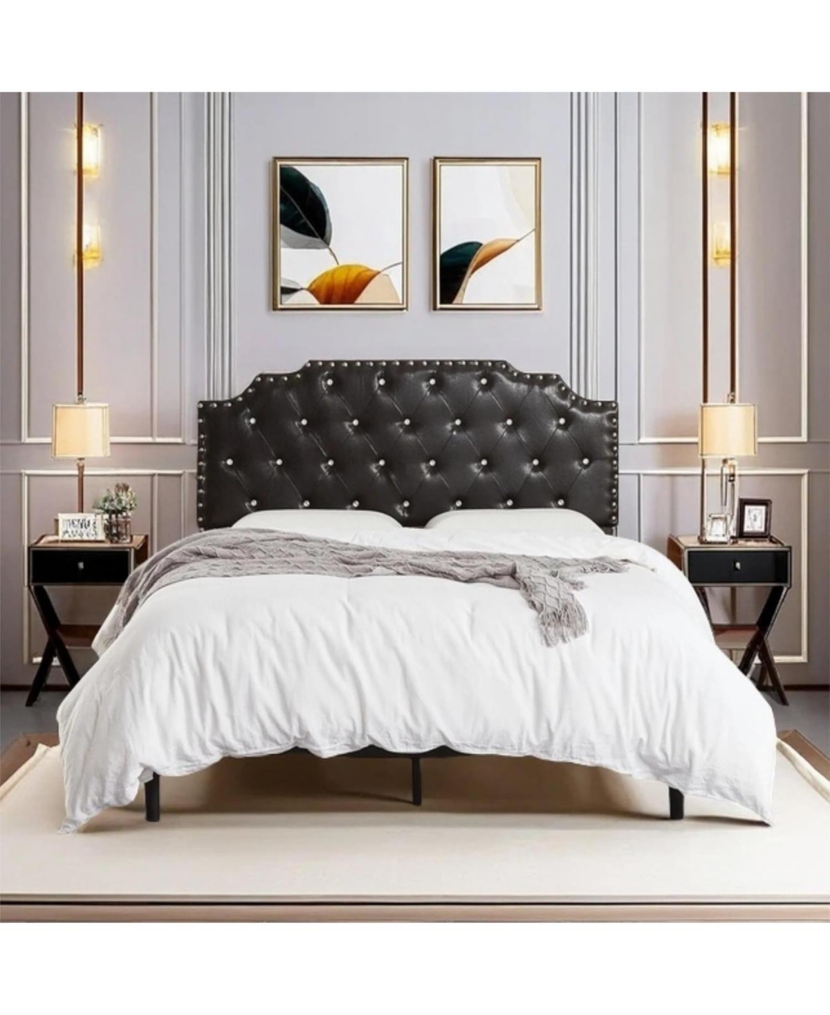 Click here for gaomon Bed Frame with Linen Upholstered Headboard... prices