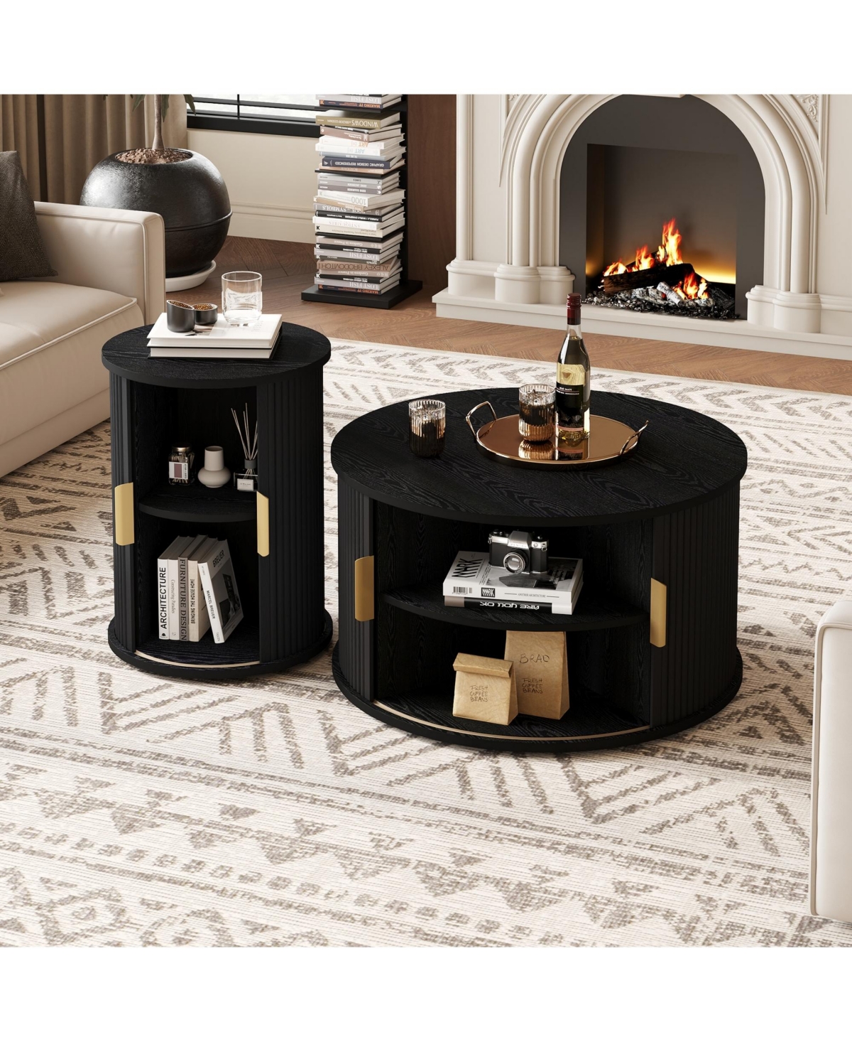 Click here for Rainsken Mid-Century Coffee Table Set  Round Flute... prices