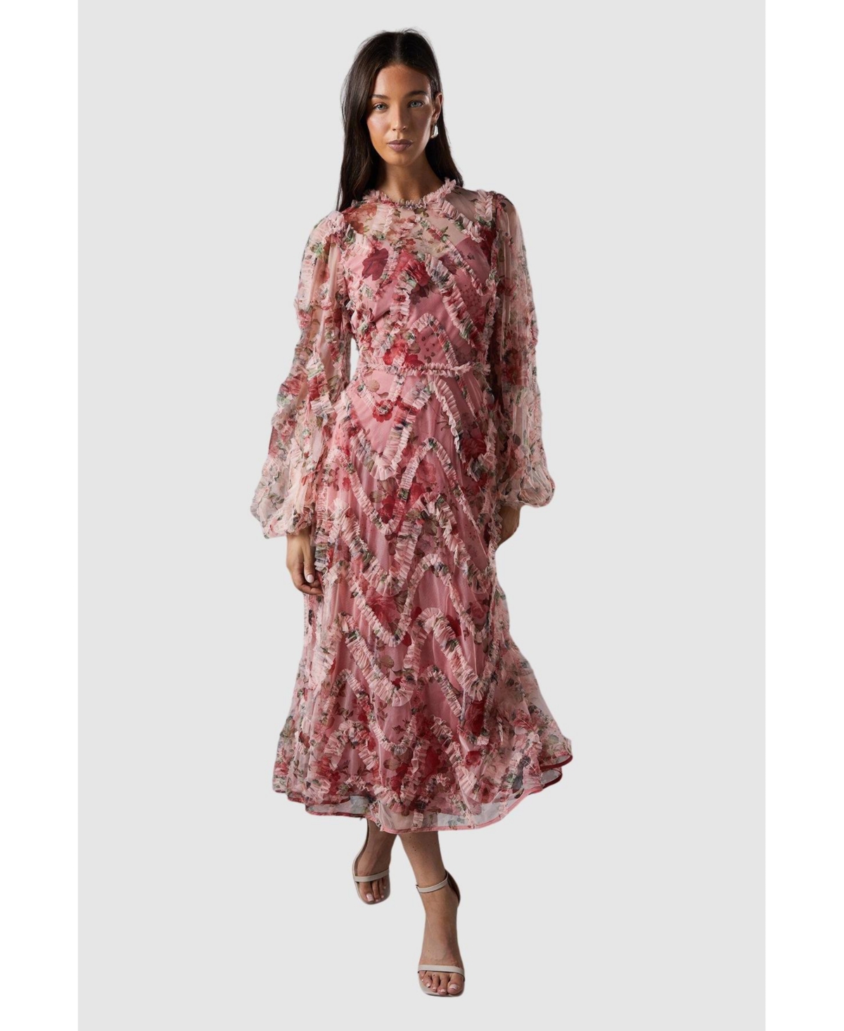 Click here for Coast Womens Long Sleeve Applique Floral Midi Dres... prices