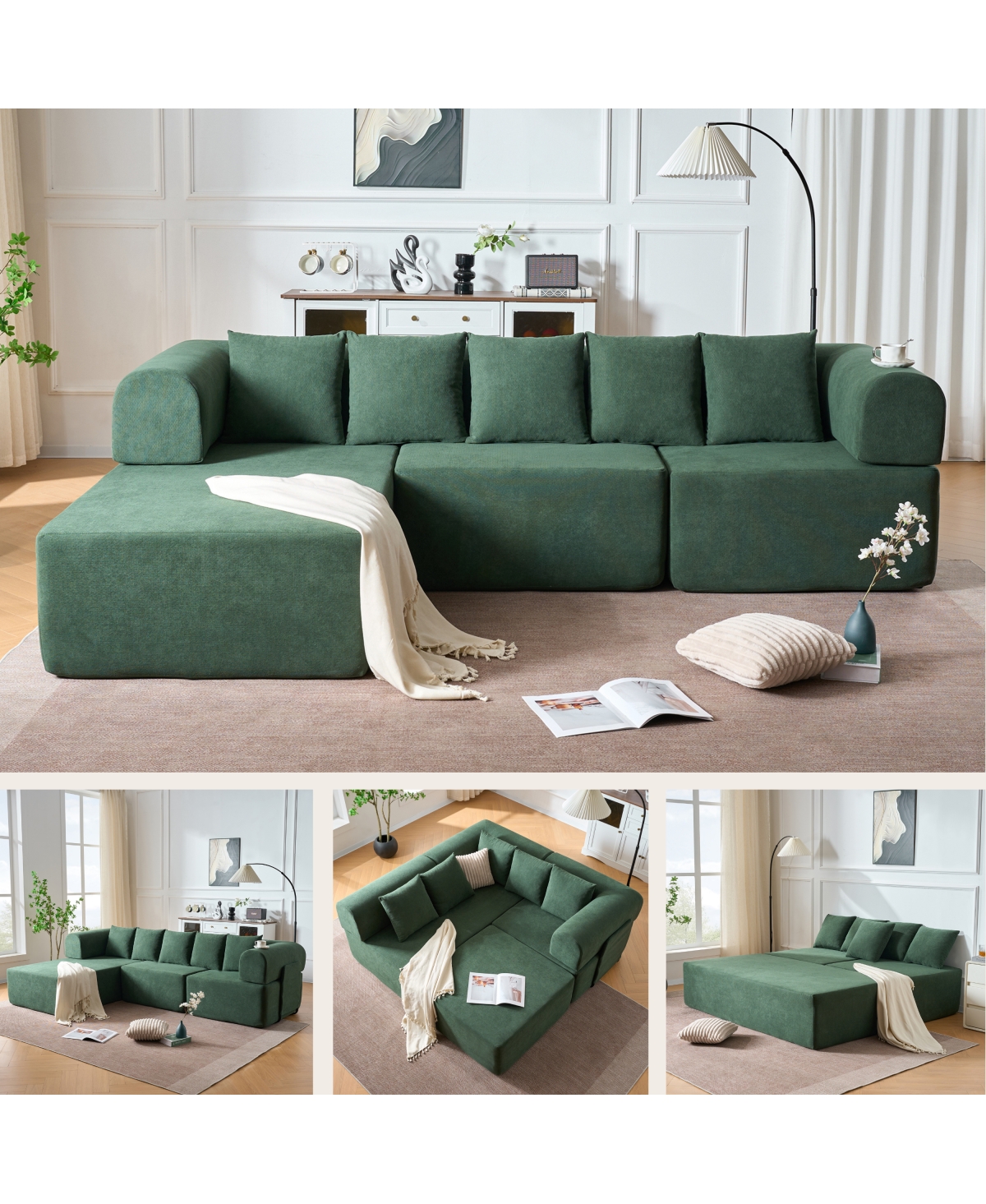 Click here for Streamdale Furniture 106 Modular L-Shaped Velvet C... prices