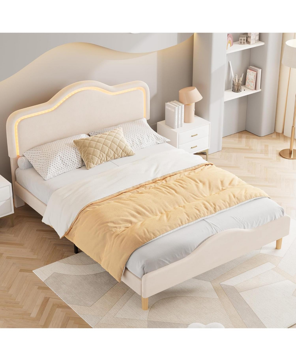 Click here for gaomon Queen Princess Platform Bed Frame with Rgb... prices