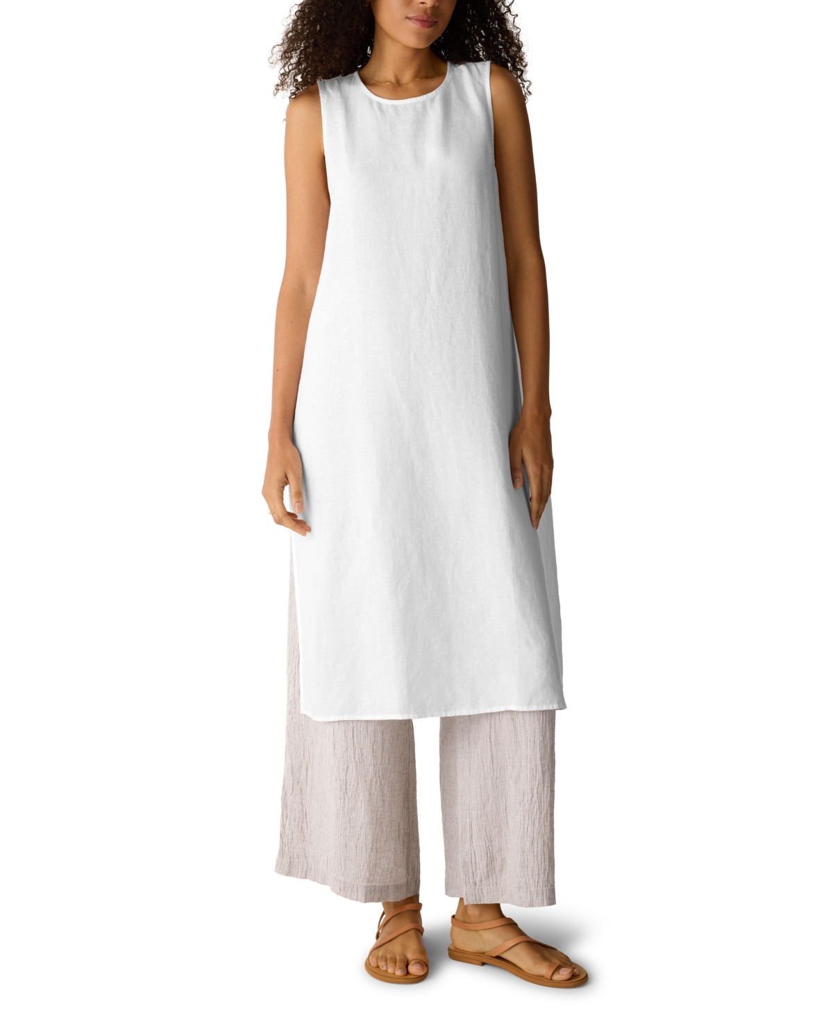 Click here for Eileen Fisher Womens Round Neck Tunic Top - White prices