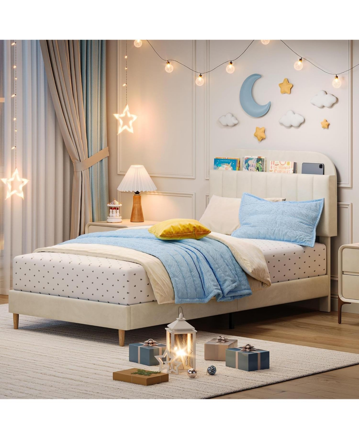 Click here for gaomon Bed Frame Storage Headboard Velvet Upholste... prices