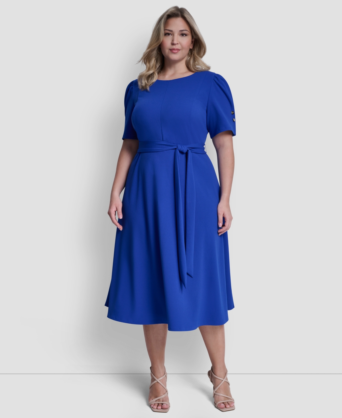 Click here for Dkny Plus Size Short-Sleeve Jewel Neck Flared Maxi... prices