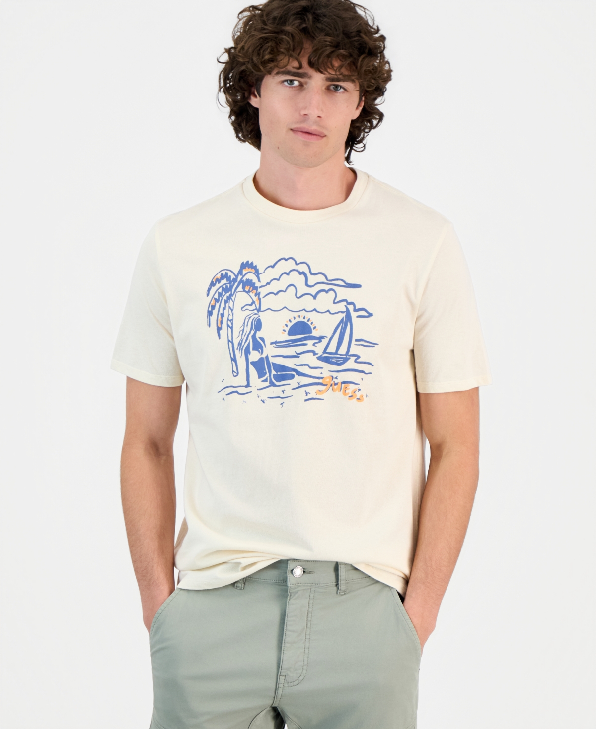 Click here for Guess Mens Cotton Sunset Sail Graphic Crewneck T-S... prices