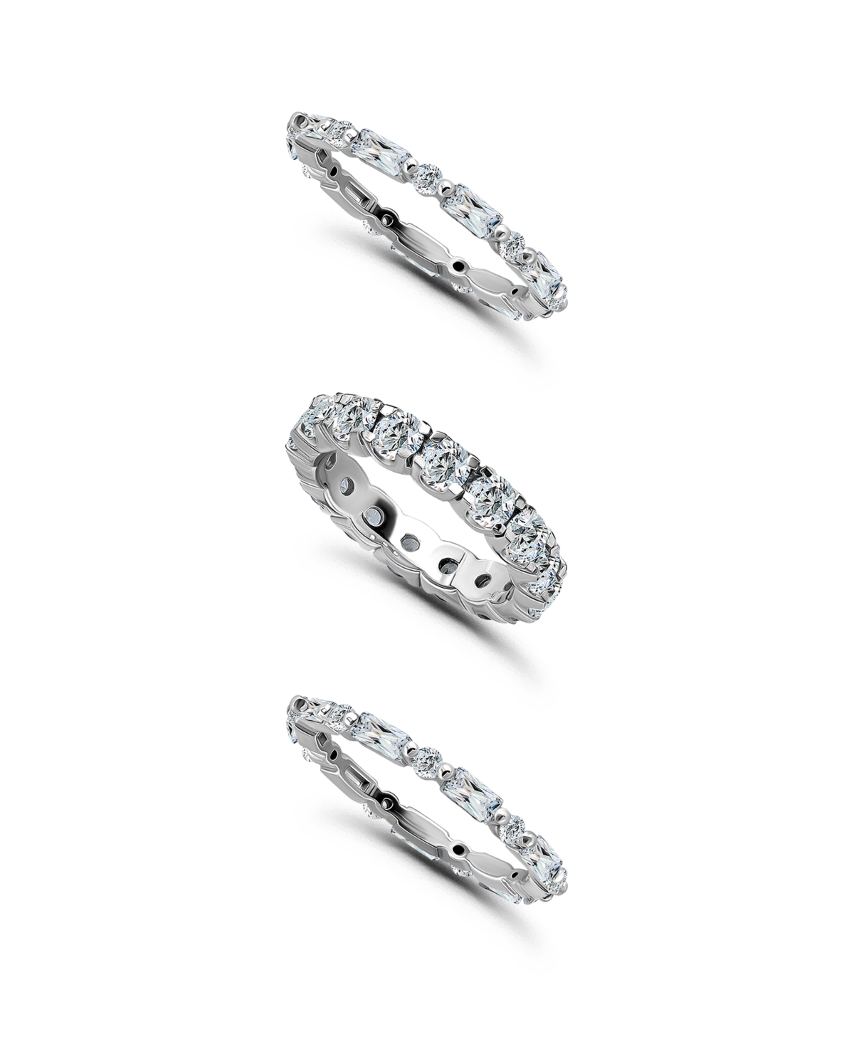 Click here for Macys 8 1/20 cttw 3pc Set- 2- 4x2mm Baguette 2mm R... prices