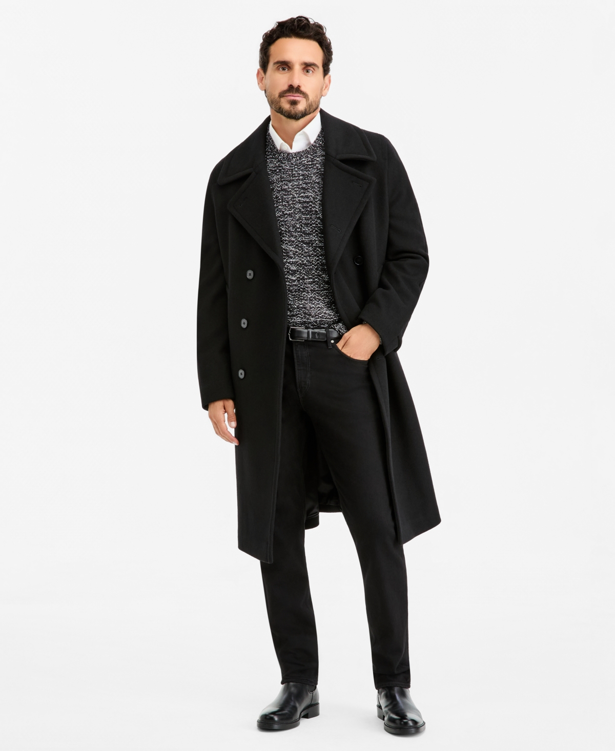 Click here for Michael Kors Mens Classic-Fit Solid Wool-Blend Ove... prices
