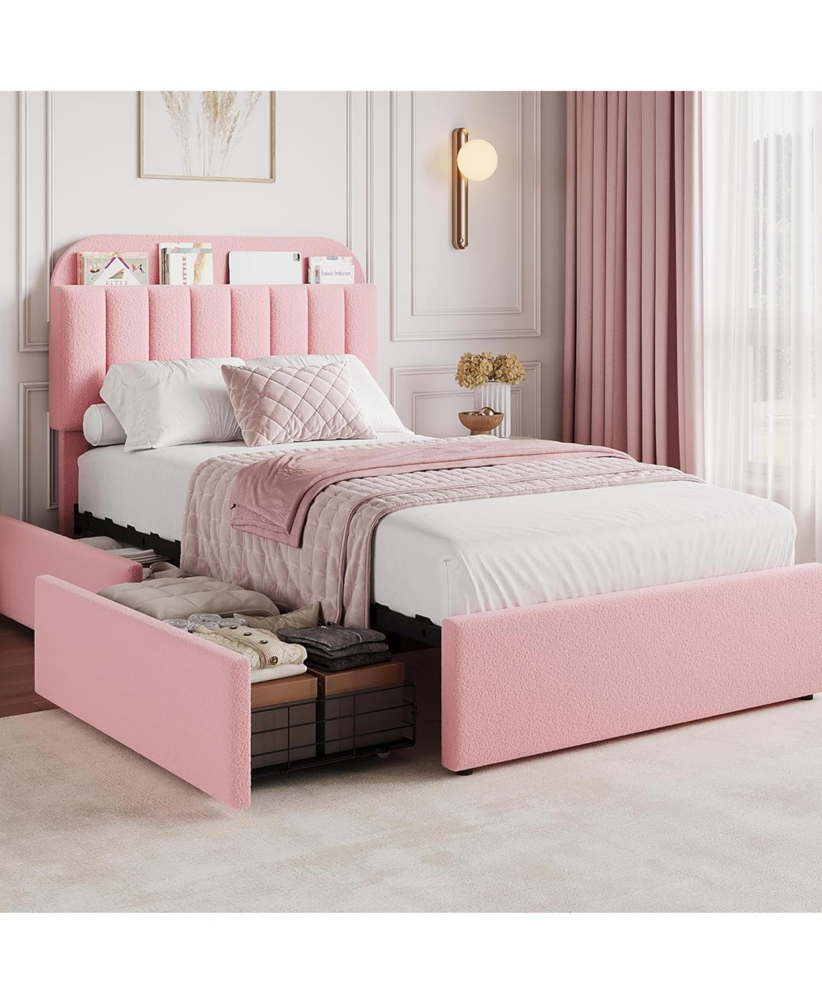 Click here for gaomon Bed Frame with Storage Headboard  Kids Bed... prices