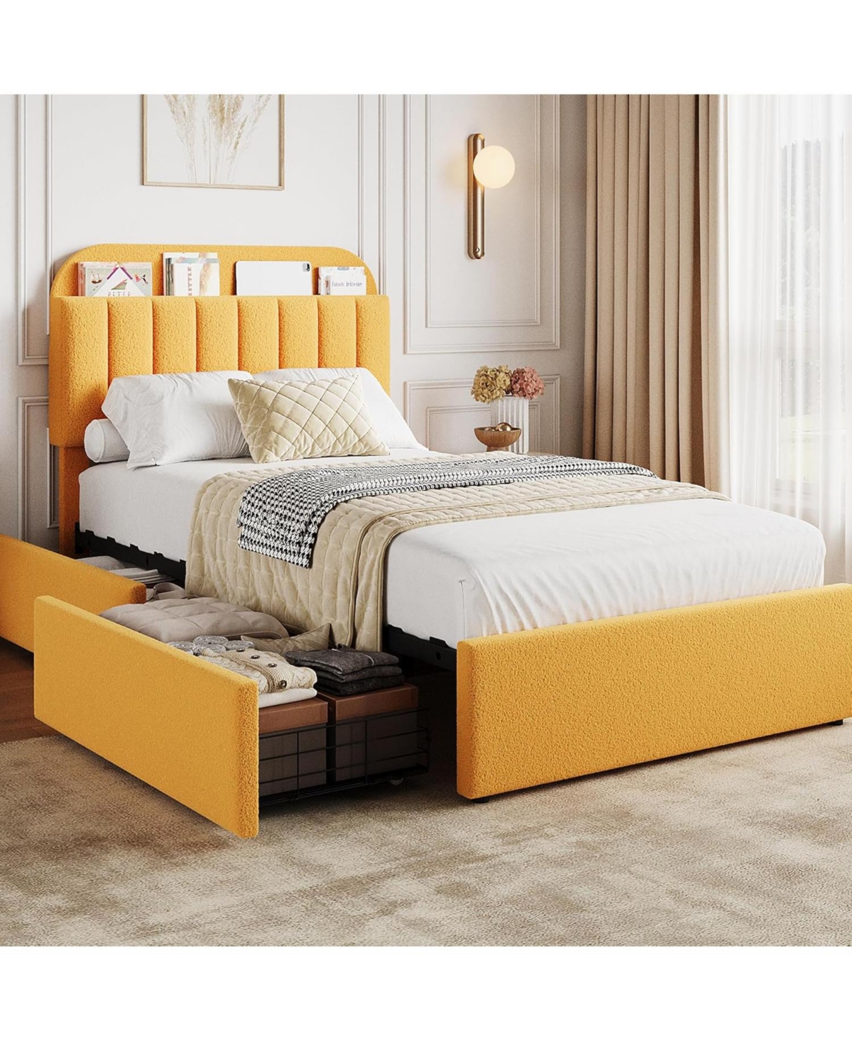 Click here for gaomon Bed Frame with Storage Headboard  Kids Bed... prices