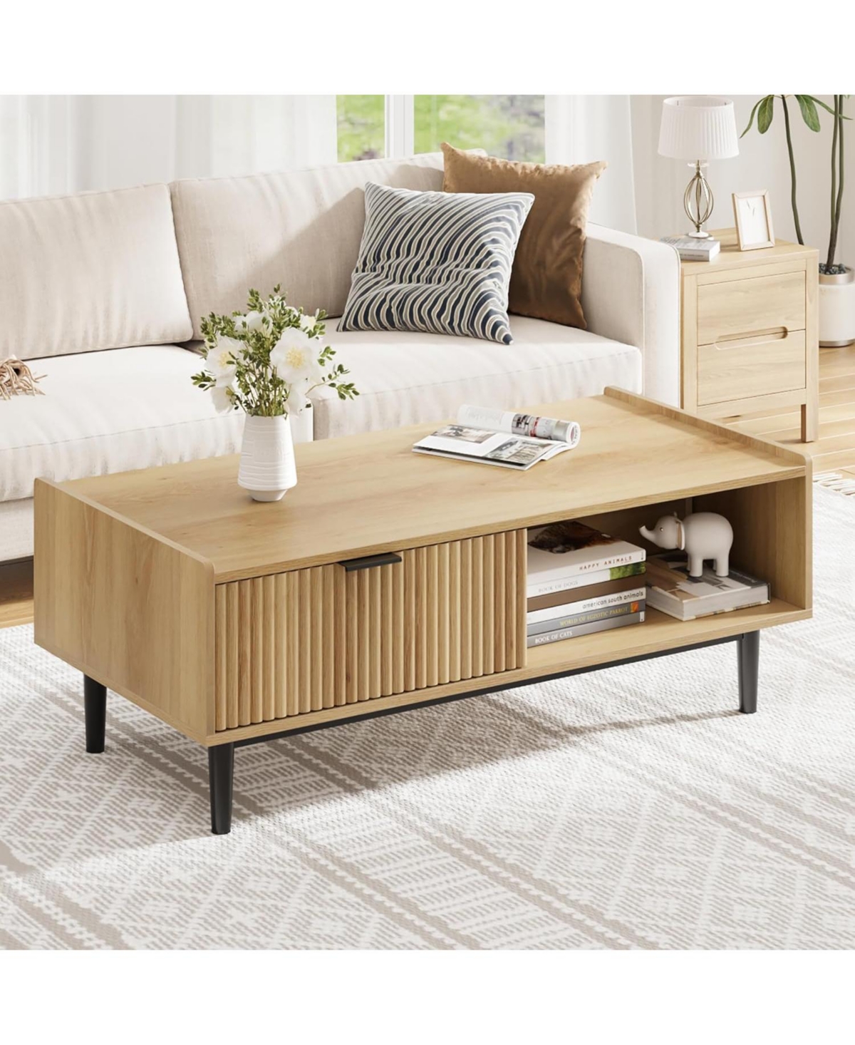Click here for gaomon Mid-Century Modern Fluted Coffee Table with... prices