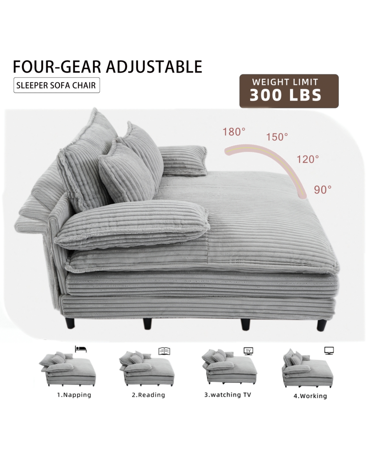 Click here for Streamdale Furniture Oversized Corduroy Chaise Lou... prices