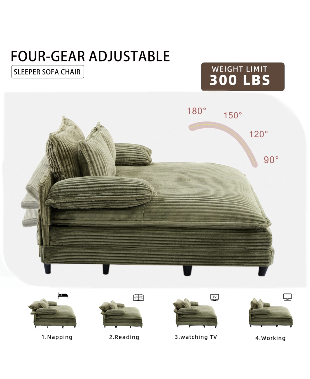 Click here for Streamdale Furniture Oversized Corduroy Chaise Lou... prices