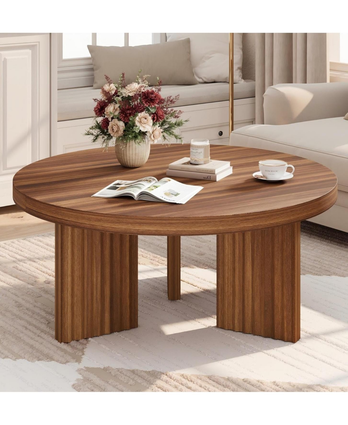 Click here for gaomon 33.5" Round Coffee Table with Fluted L... prices