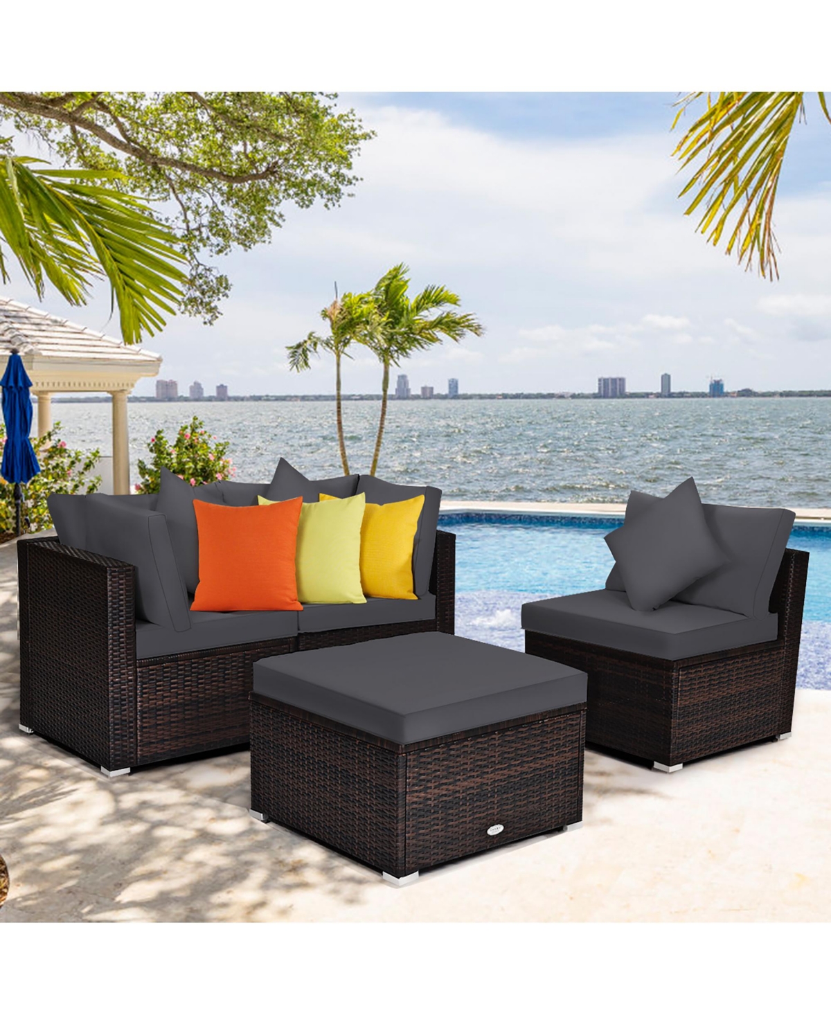 Click here for Costway 4PCS Patio Rattan Furniture Set Sofa Ottom... prices