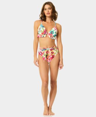 Click here for Cece Womens V Neck Triangle Ruffle Top Belted High... prices