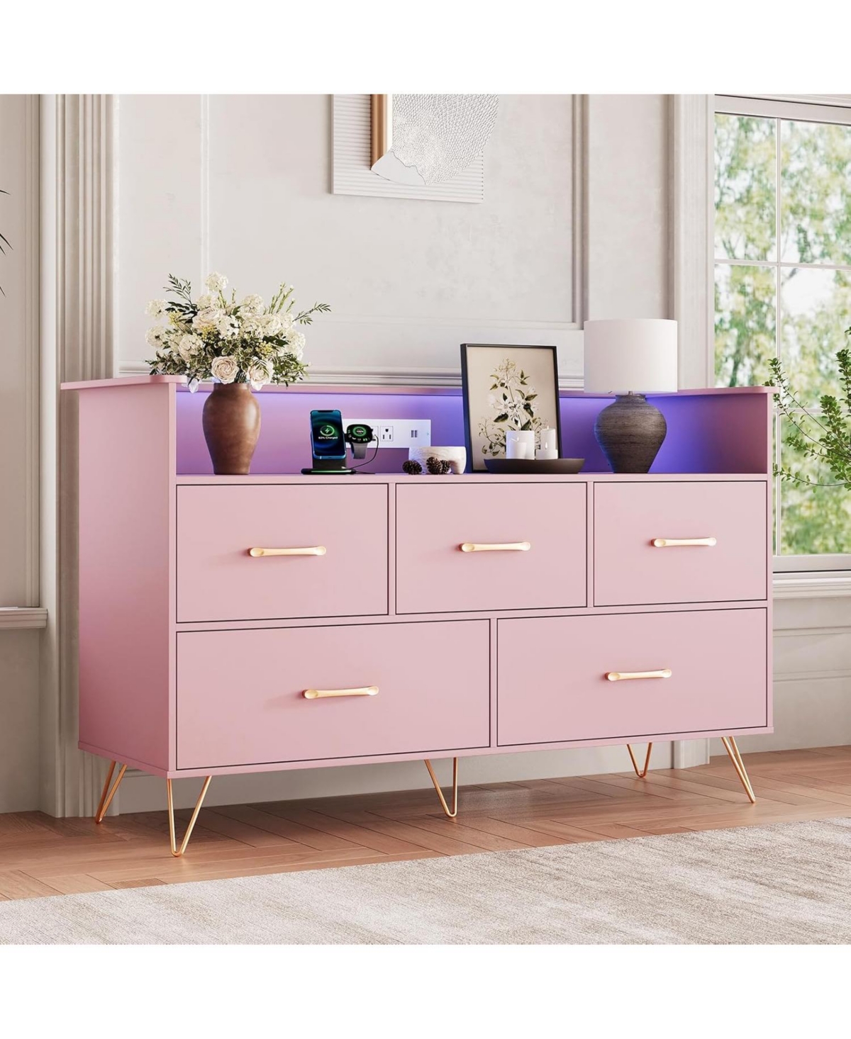 Click here for gaomon 5-Drawer Dresser for Bedroom with Led Light... prices