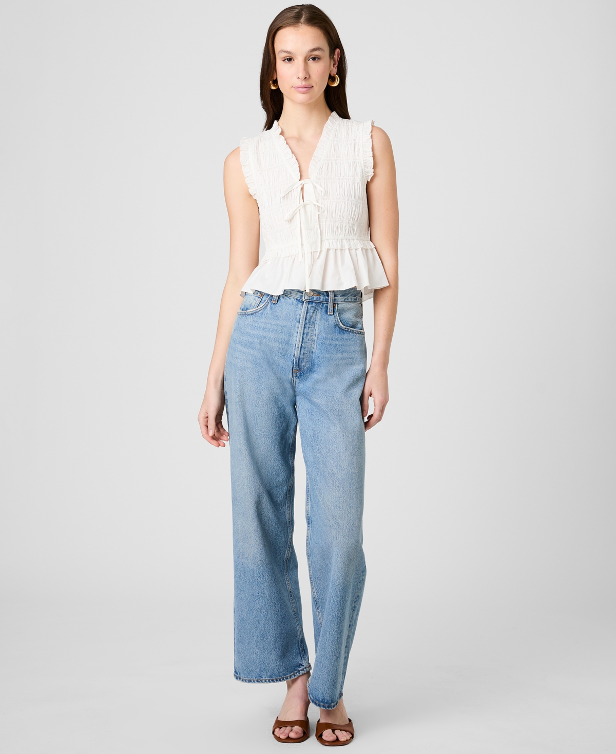 Click here for French Connection Womens V-Neck Tie-Front Top - Su... prices