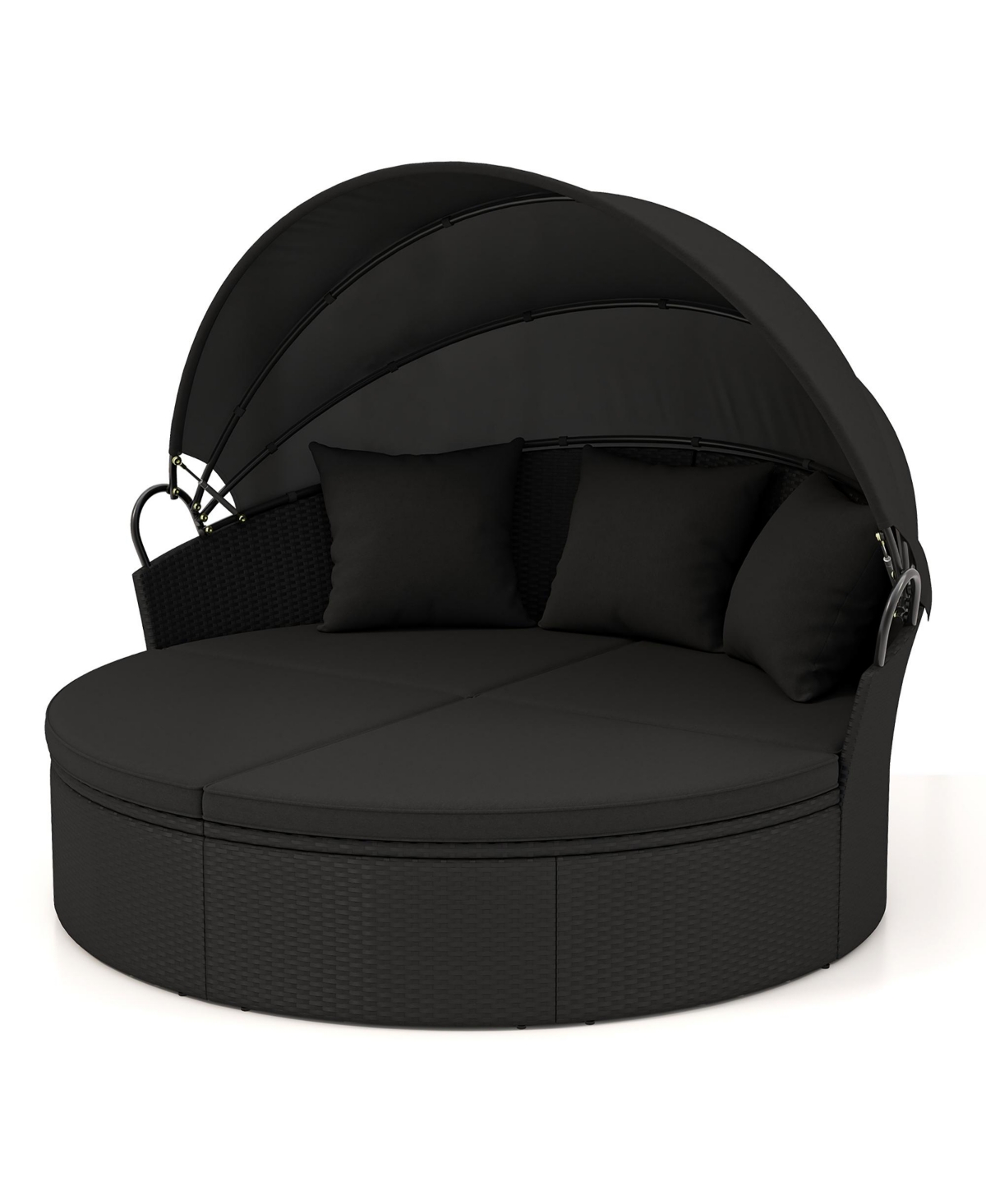 Click here for Gymax Patio Round Daybed Wicker Daybed w/ Retracta... prices