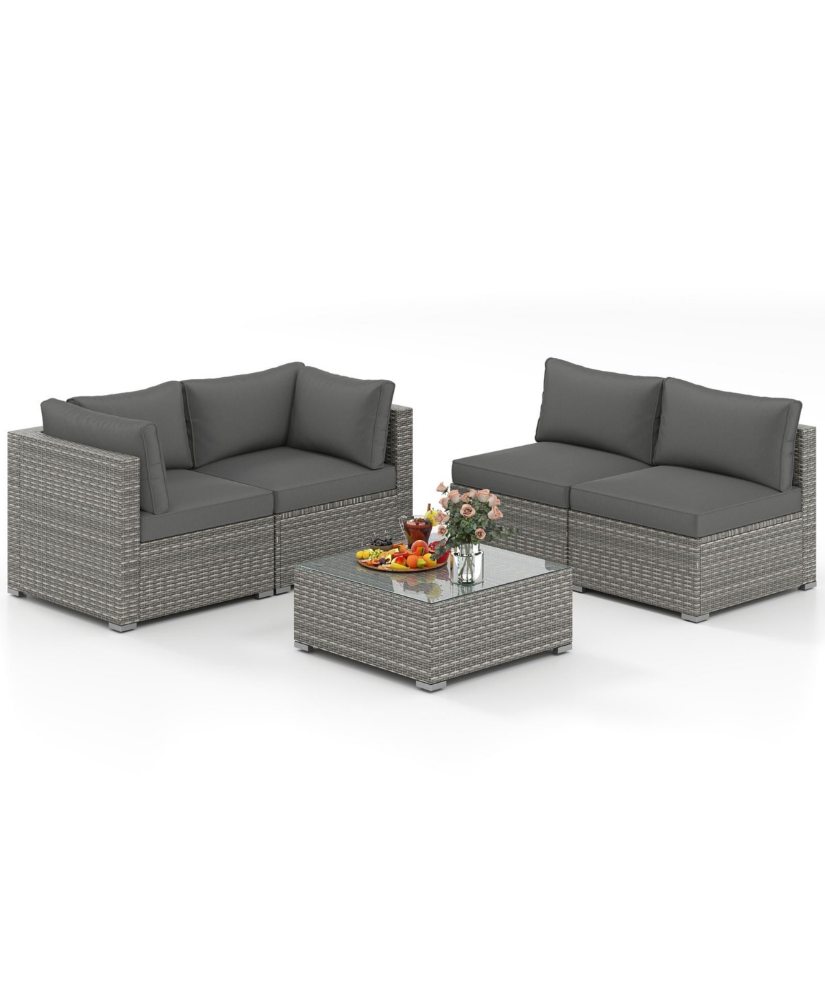 Click here for Gymax 5PCS Patio Sectional Sofa Couch Pe Rattan Co... prices