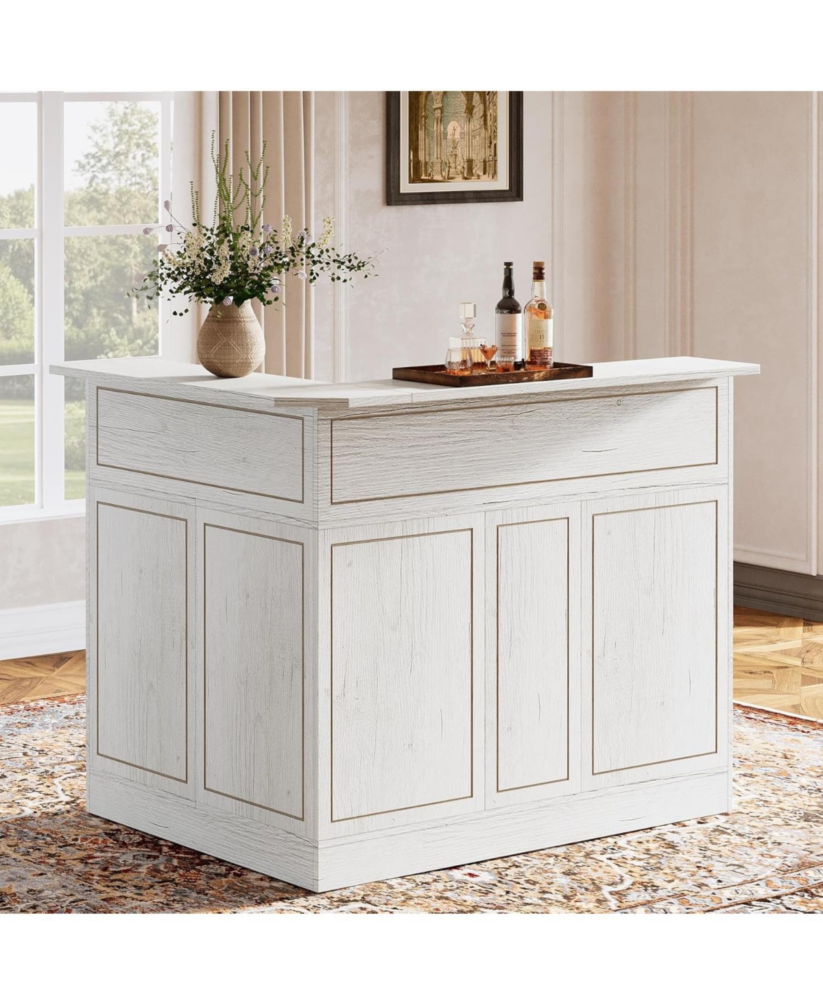 Click here for Tribesigns Bar Cabinet  L-Shaped Home Bar Table wi... prices