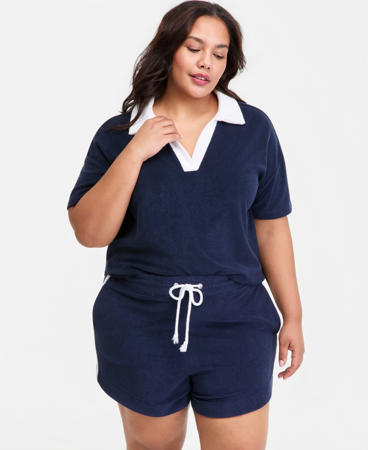 Click here for On 34th Trendy Plus Size Terry Collared Top  Macys... prices