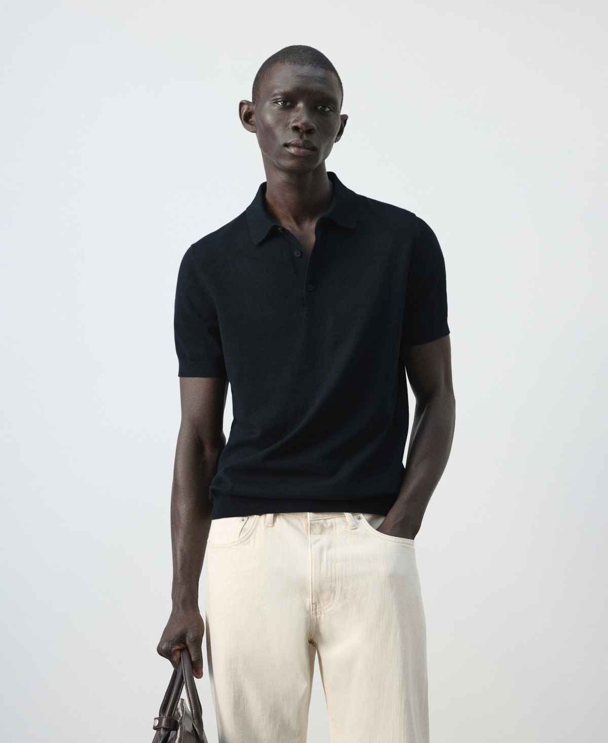 Click here for Mango Mens Cotton Fine-Knit Polo Shirt - Night Blu... prices