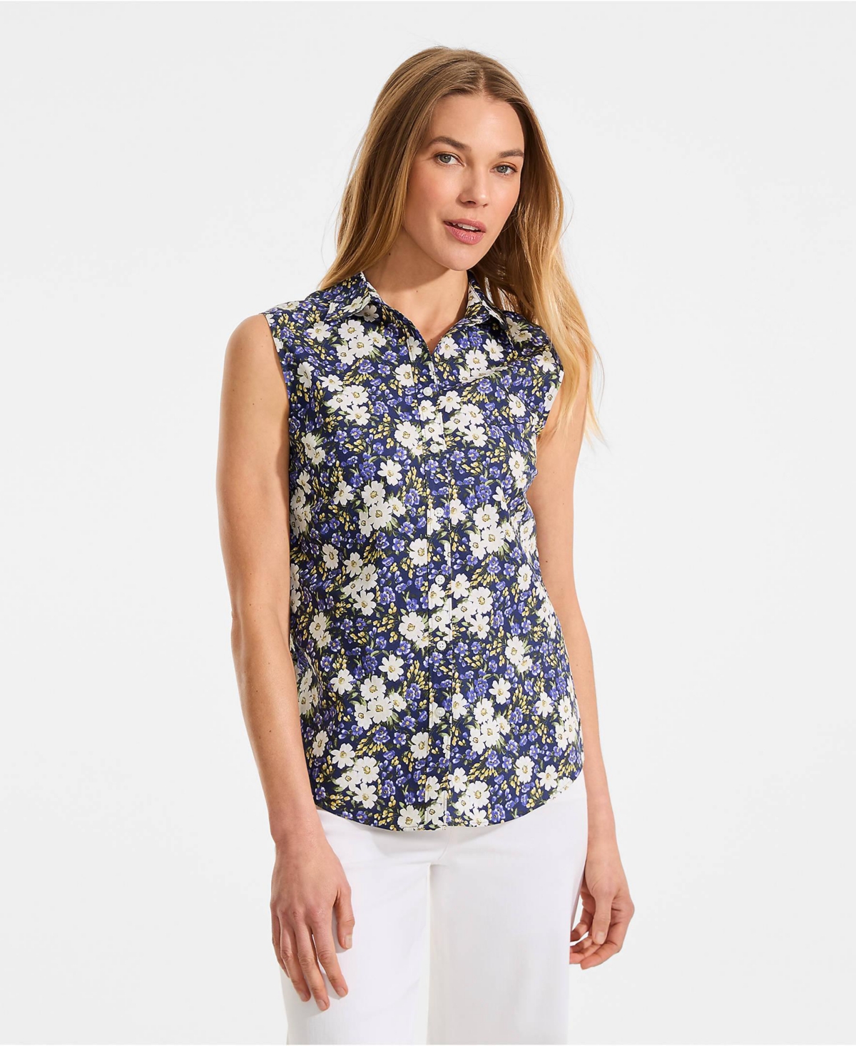 Click here for Lands End Womens No Iron Sleeveless Shirt - Deep s... prices