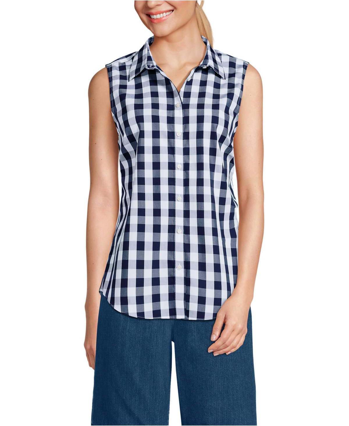 Click here for Lands End Womens No Iron Sleeveless Shirt - Deep s... prices