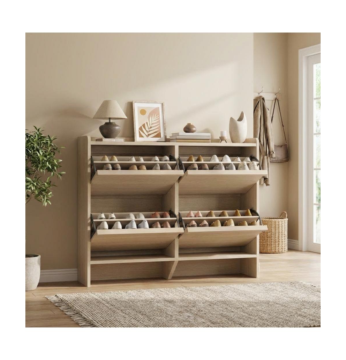 Click here for Homfan Shoe Cabinet with 4 Flip Drawers  Hidden Sh... prices